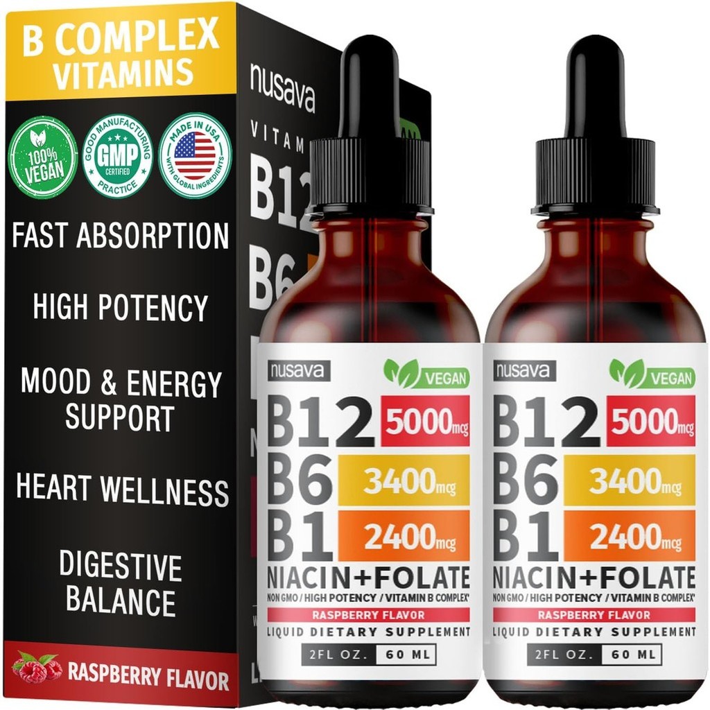 (2 Pack) Vitamin B12 and B6 Liquid Drops, B12 Sublingual Vitamin B ...