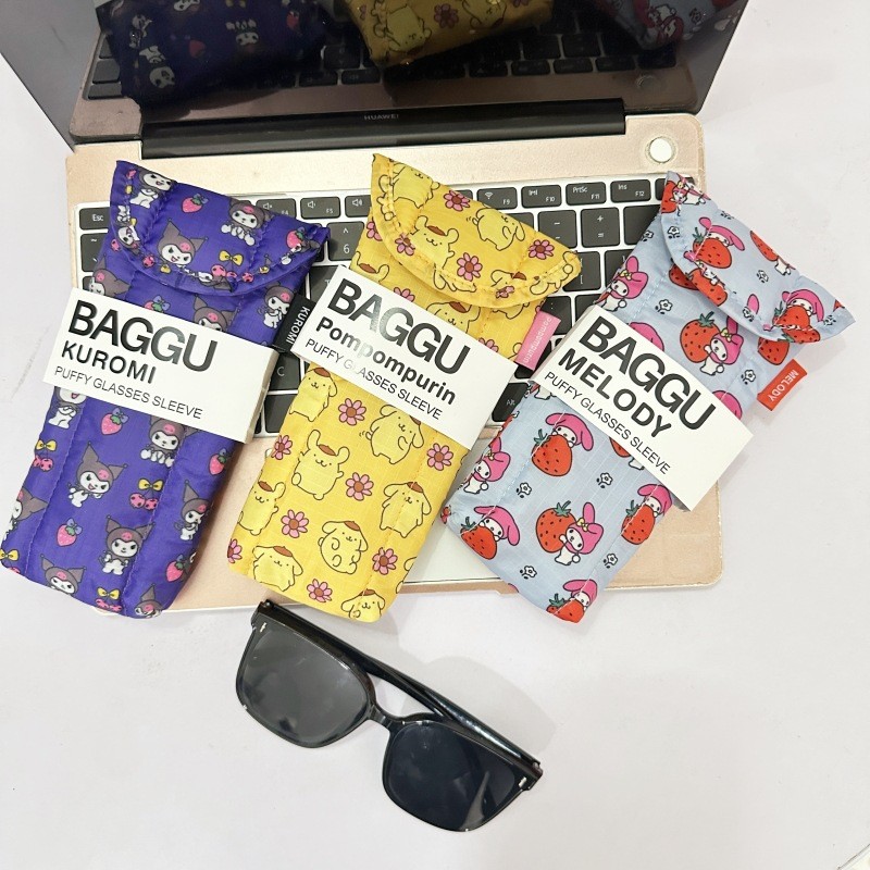 Cartoon Printed Quilted Glasses Bag Kuromi Melody Portable Sunglasses ...
