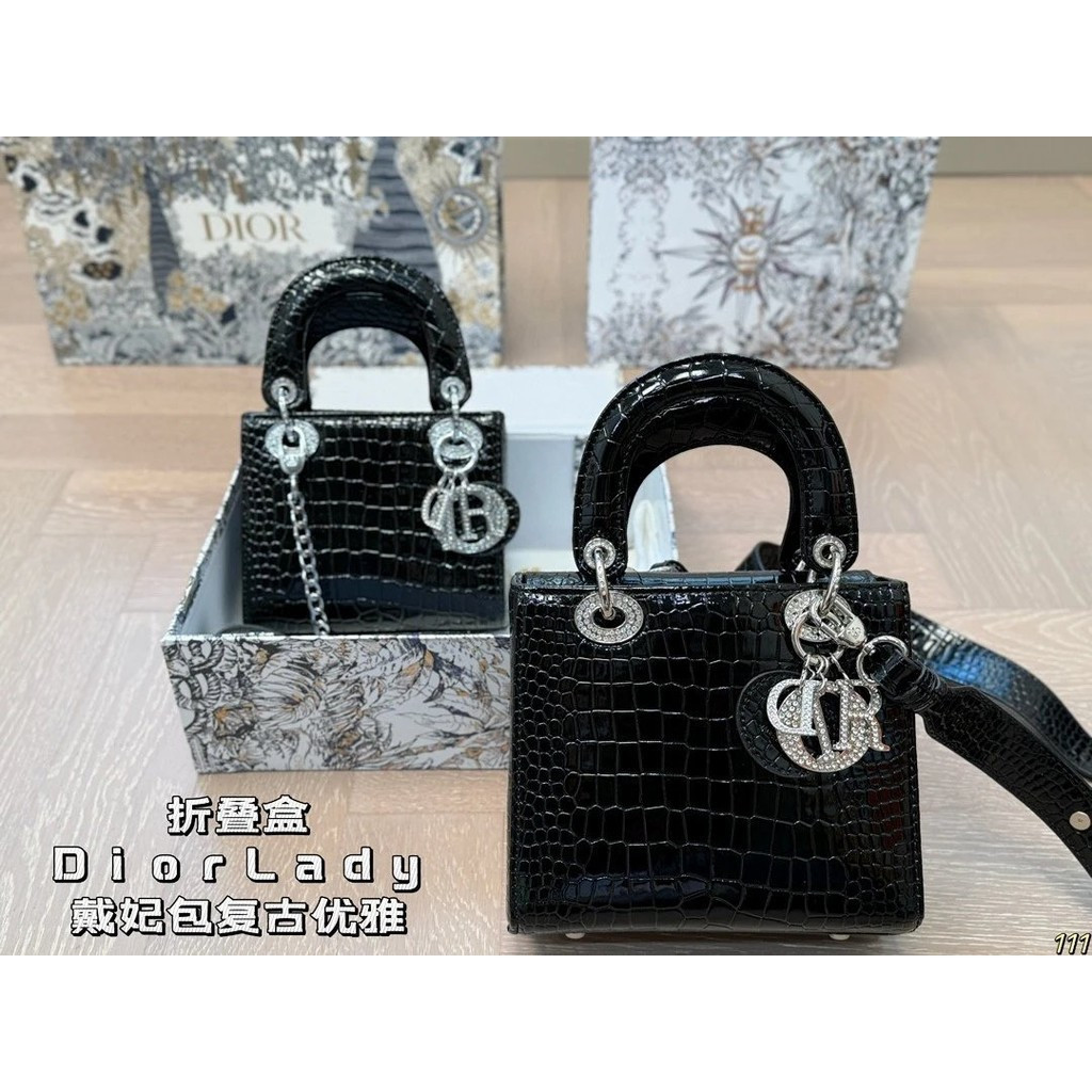 Dior Dior 2024 New Style Diamond-Studded mini Glossy Patent Leather ...