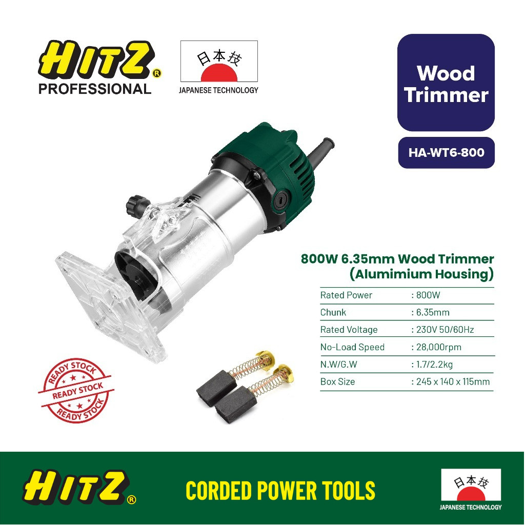 HITZ Electric Hand Wood Trimmer Router Aluminium Housing Woodworking ...