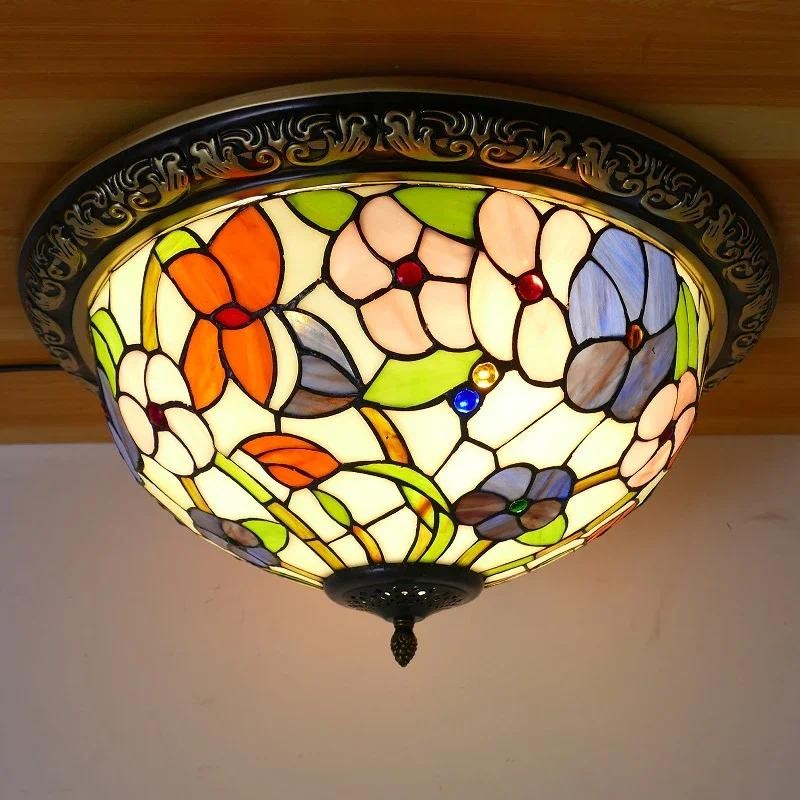 SAMAN Tiffany Ceiling Light American Countryside Bedroom Study Modern ...