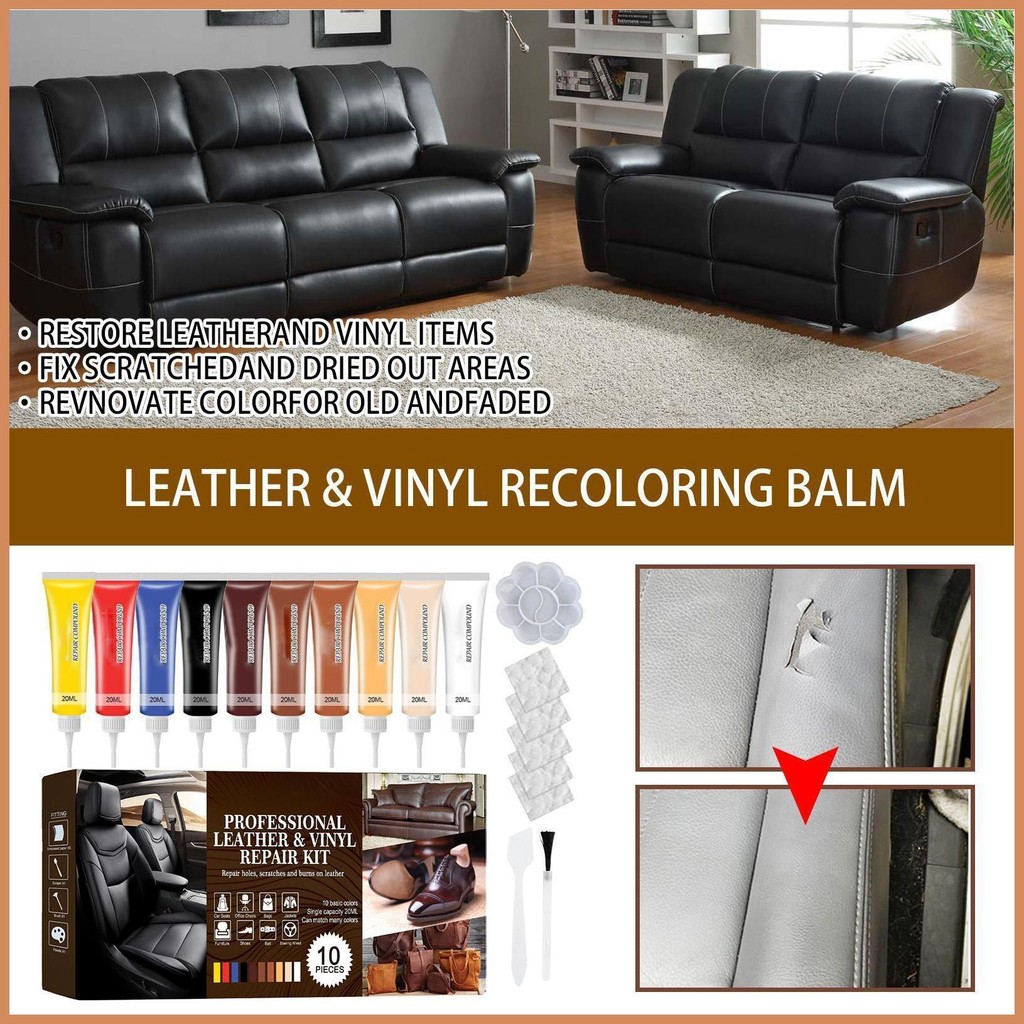 Car Leather Repair Kit Cracks Holes Recoloring Repair Kit Dashboard ...