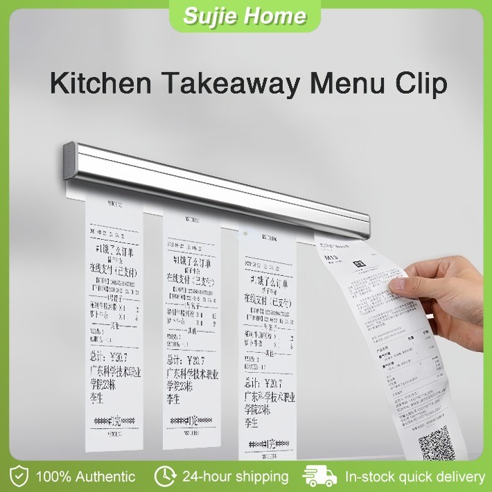 No Punching Aluminum Ticket Holder - Premium Kitchen Menu Clip for ...