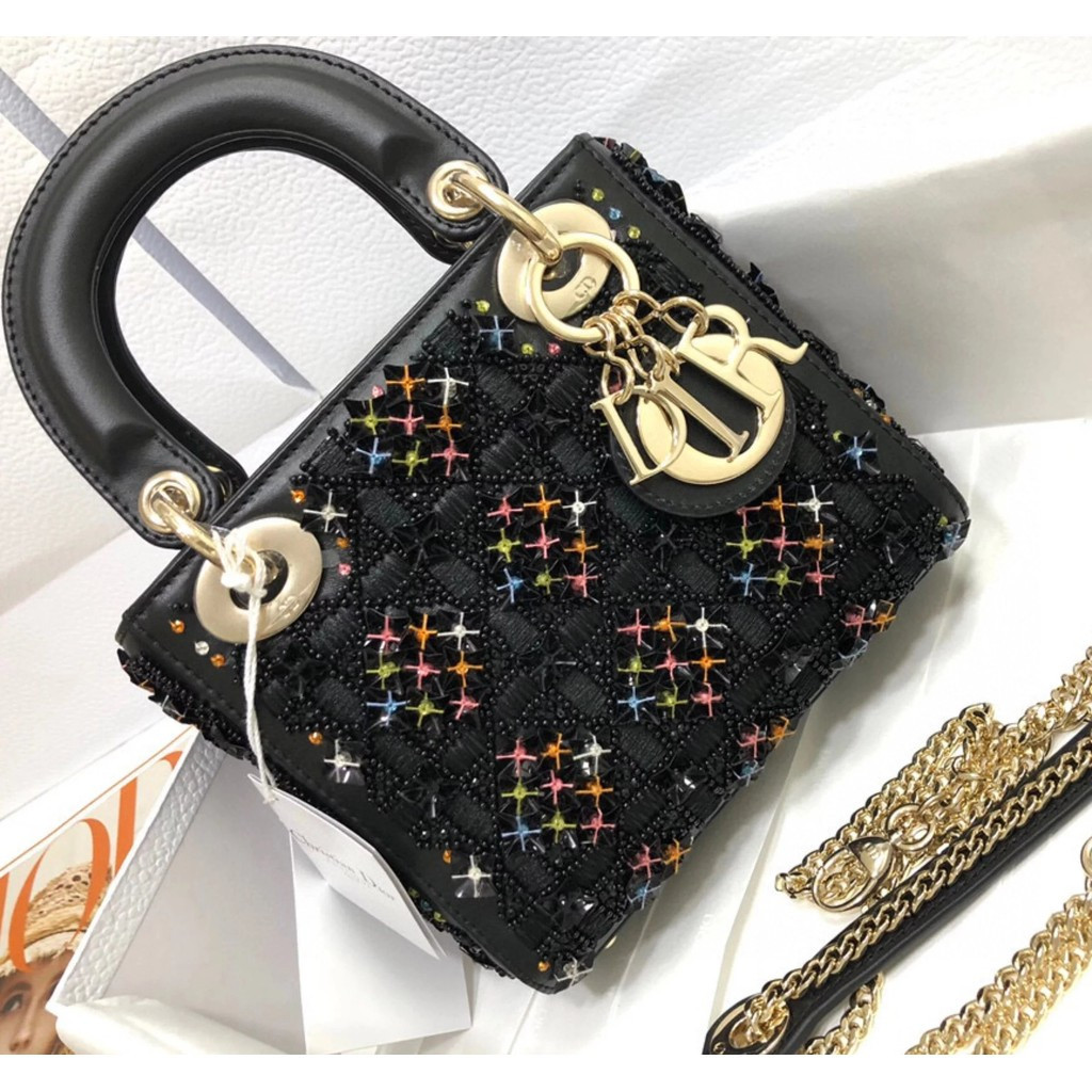 Dior Dior Lady mini Three-Grid Dior Bag Limited Edition Black ...