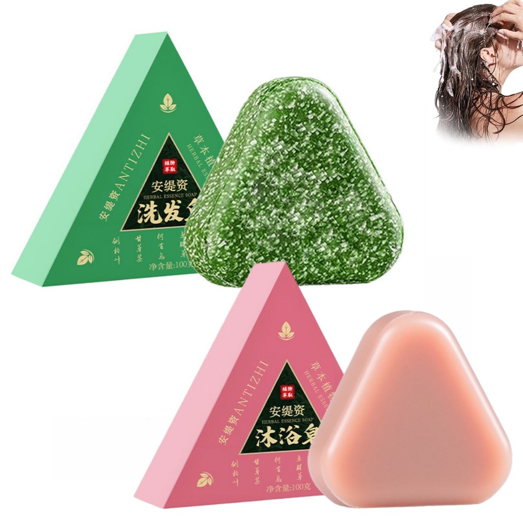 Nature Triangle Shampoo Bar & Bath Soap, New 120g Natural Plant Based Solid Shampoo, Travel ...