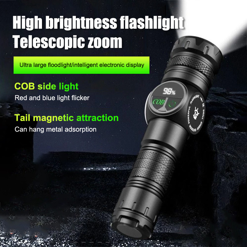 [HWQP] USB Rechargeable LED Flashlight Searchlight Zoom Spotlight ...