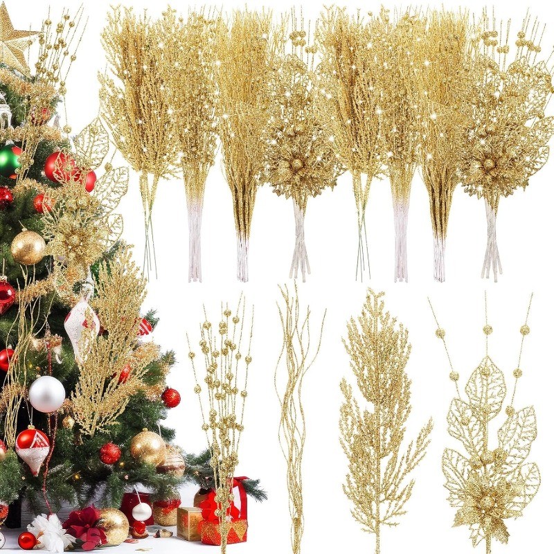 Christmas Tree Picks Sprays Glittery Curly Twigs Branches Christmas ...