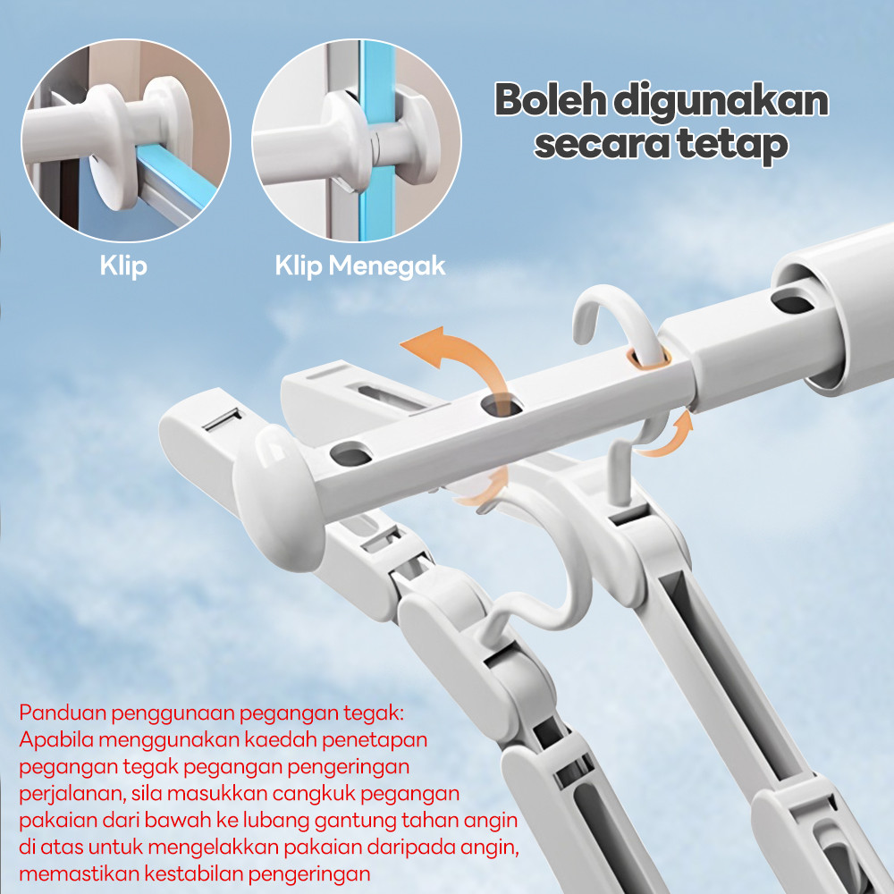 Bevavar Tiang Gantung Boleh Skala Folding Hanger Rack nail free ...