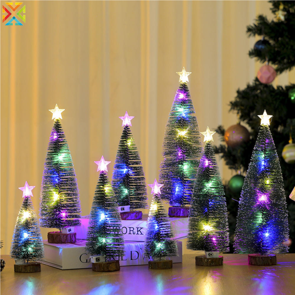 Compact Mini Led Christmas Tree Festive Desktop Ornaments Charming Snow ...