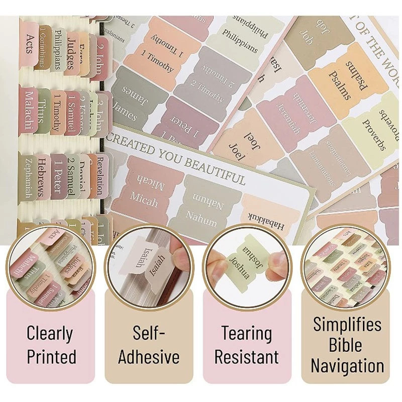 75Pcs Bible Tabs Mini Bible Sticker Tabs Index Book Tabs Bible Study Journaling Supplies for ...
