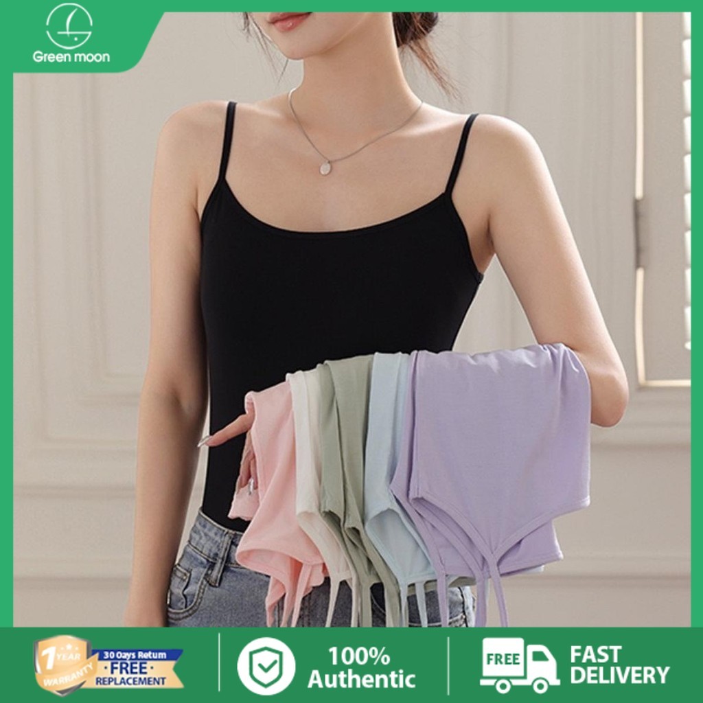 Green Moon Women's Strap Spaghetti Sando Cotton Tanks Tops Sexy Tops ...