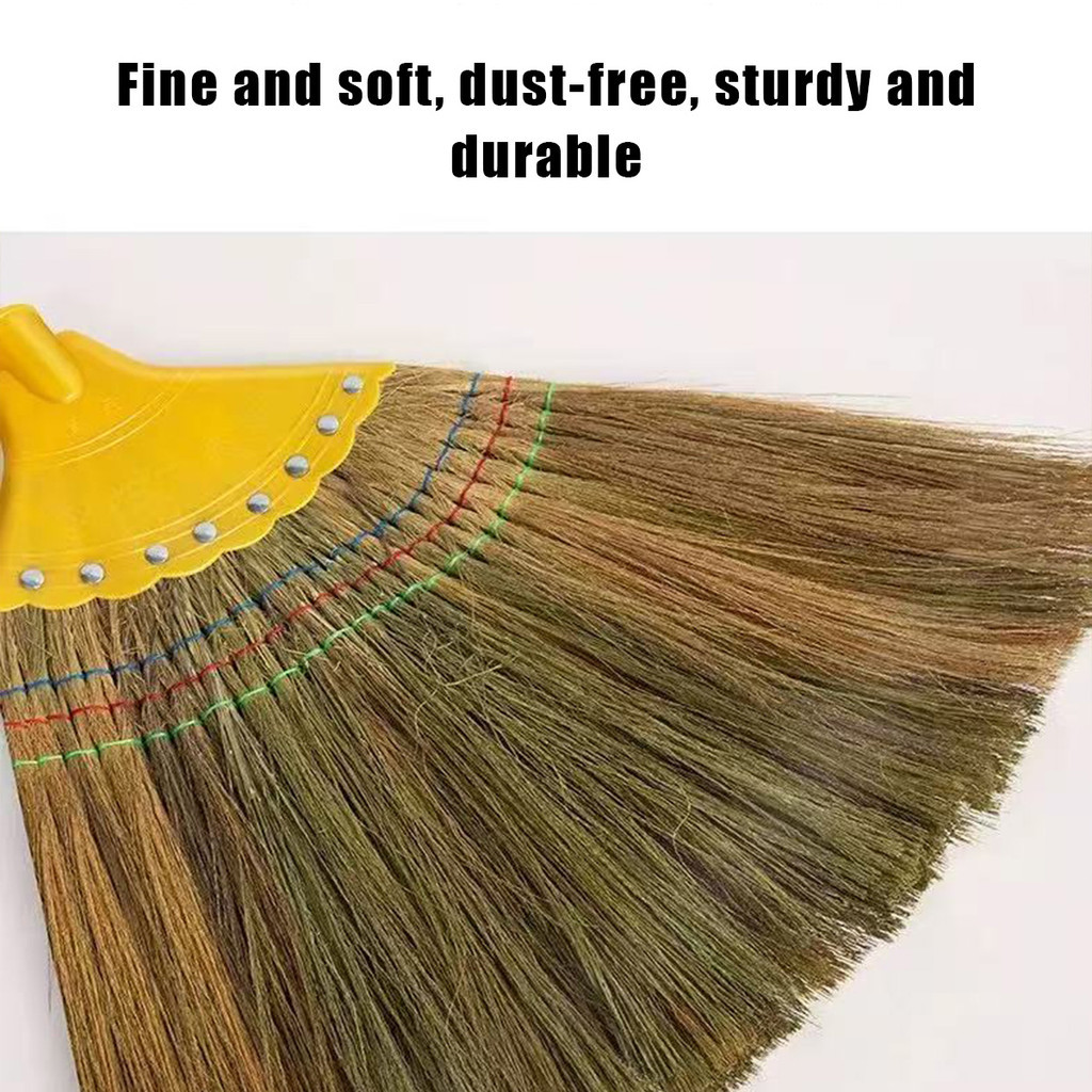 Indoor Broom with Soft Sorghum Wool Bristles and Ergonomic Bamboo ...