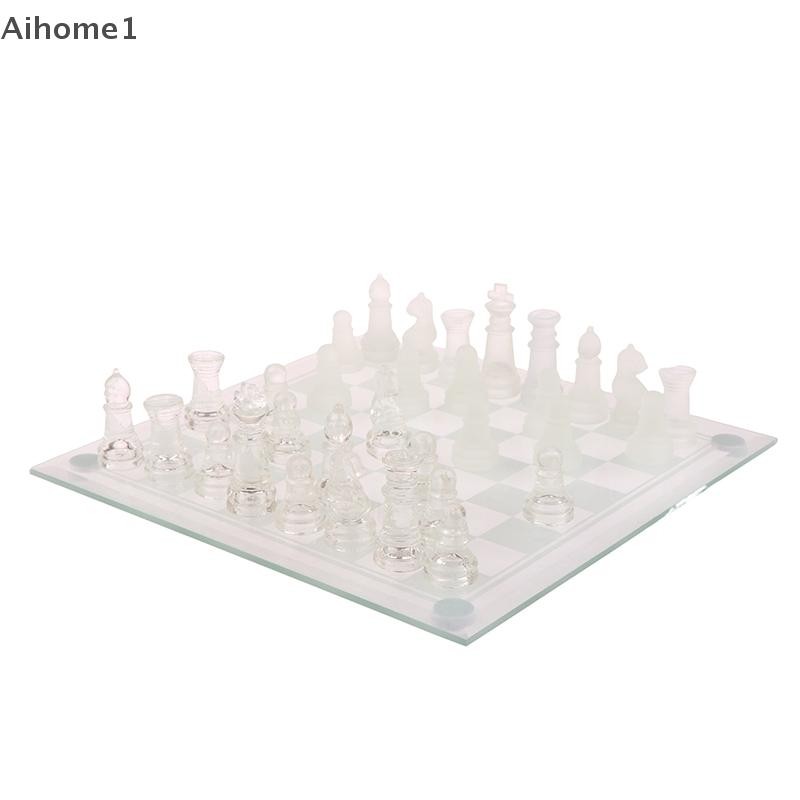 Aiho 1Set Craft Crystal Glass Chess Set Acrylic Chess Board Anti-broken ...