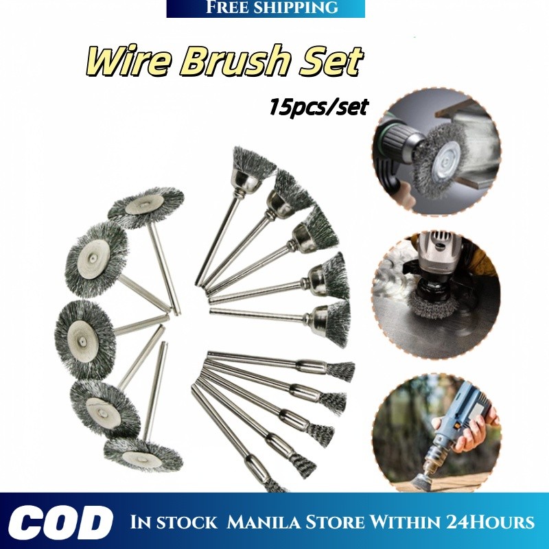 15PCS Steel Wire Wheel Brush Set Metal Polishing Kit for Grinder/Mini ...