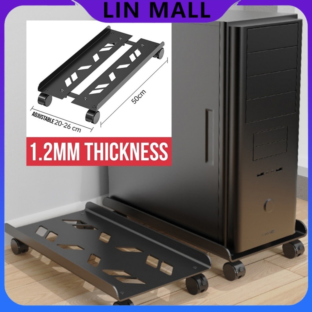 Heavy Duty Metal CPU Stand with Wheels | Adjustable Mobile PC Tower ...