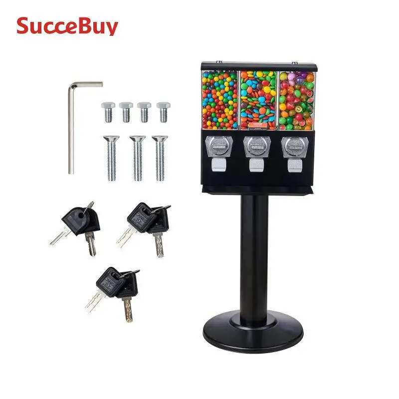 Commercial Vending Machine Triple Compartment Candy Dispenser Gumball ...