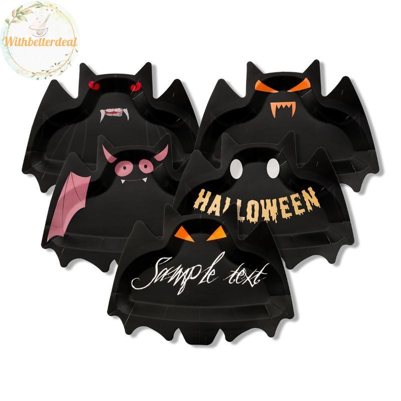 Withbetter 10pcs Bat Shape Disposable Plates Ghost Festival Dinner ...
