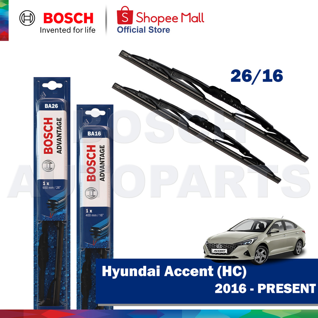 Bosch Advantage Wiper Blade Set for Hyundai Accent (HC) 2016 - 2010 (26" / 16") | Shopee Philippines