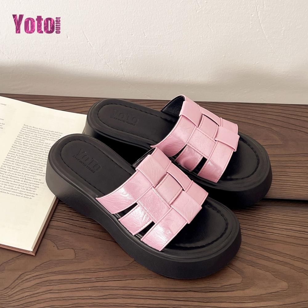 YOTO Thick Soled Height Increasing Slippers With Summer Woven Straps ...