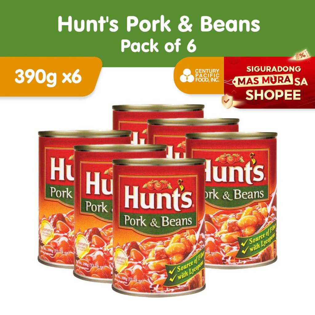 Hunt's Pork & Beans 390g (Pack of 6pcs) - Good Source of Fiber and ...