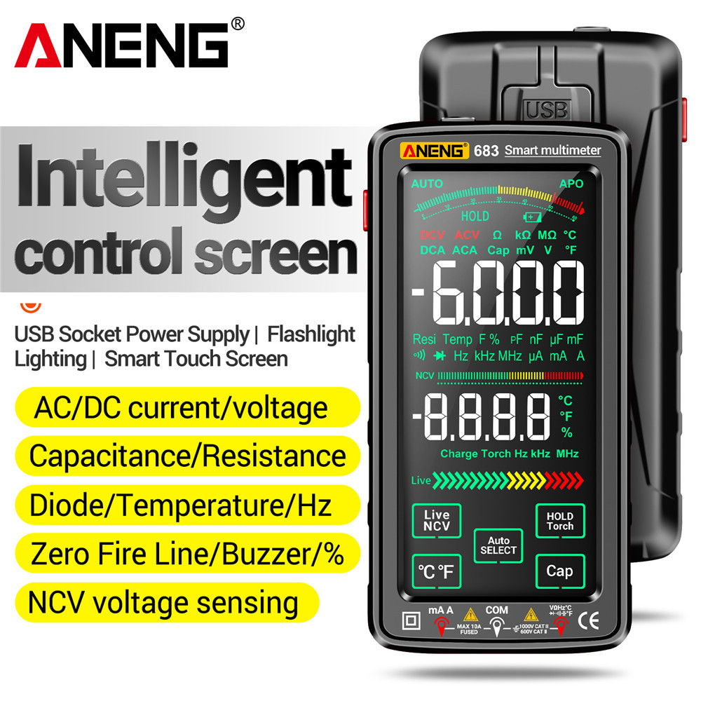 ANENG Smart Digital Multimeter Touch Screen Electrical Capacitance ...