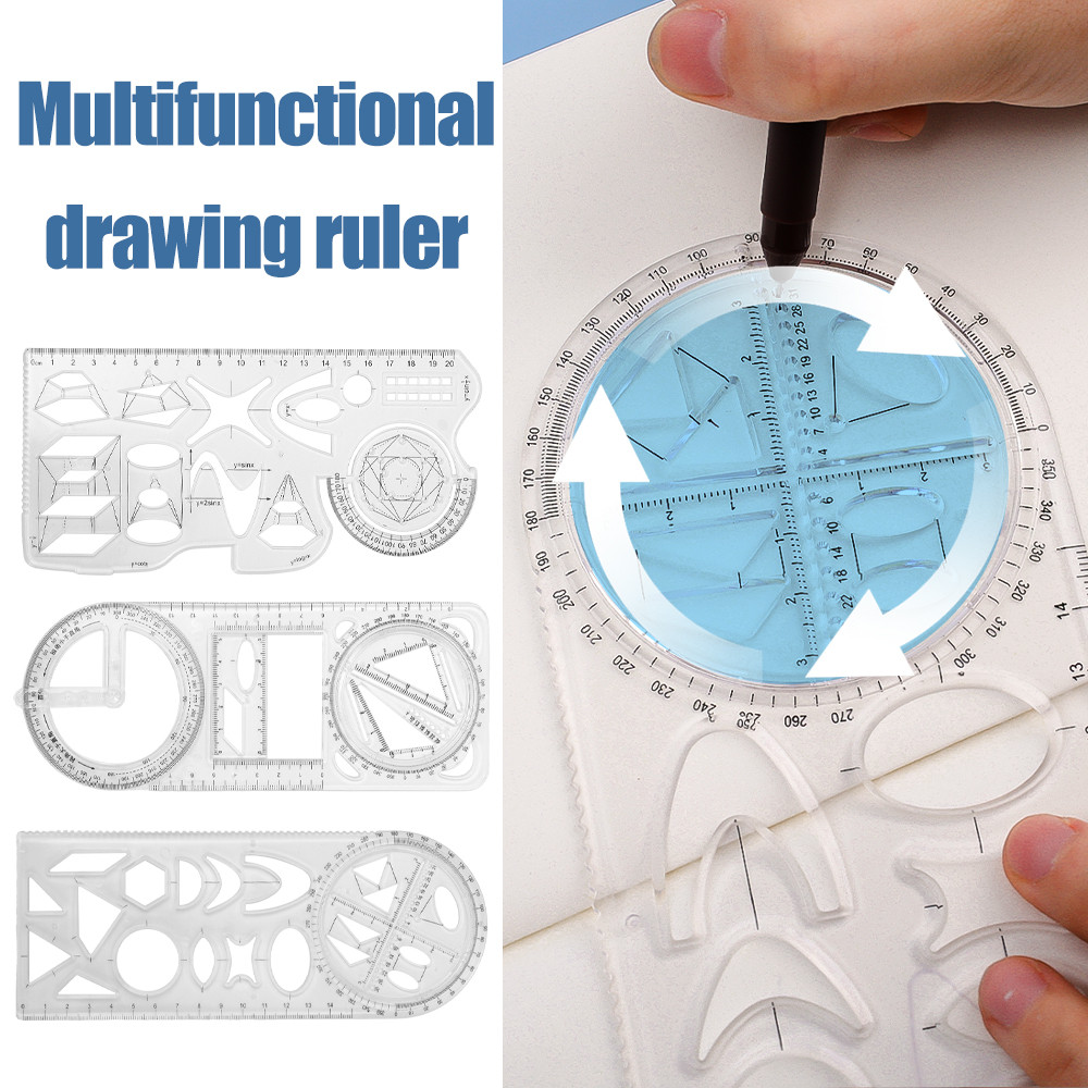 1/3PCS Multifunctional Curve Pattern Ruler - Office School Stationery ...