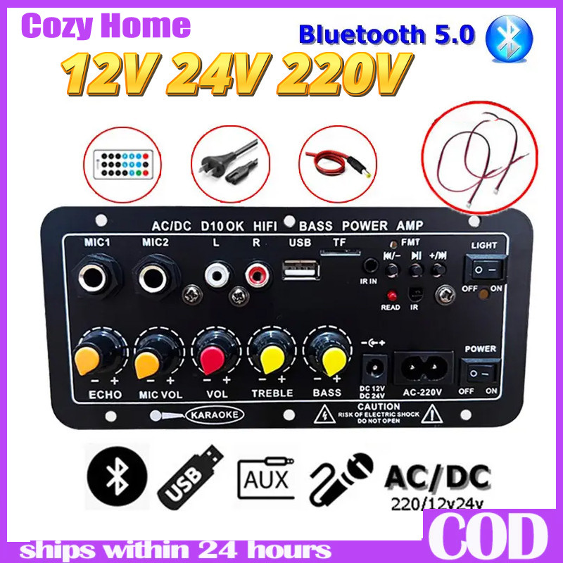 8-12 Inch Speaker AC 220V 12V 24V Digital Bluetooth Stereo Amplifier Board Subwoofer Dual ...