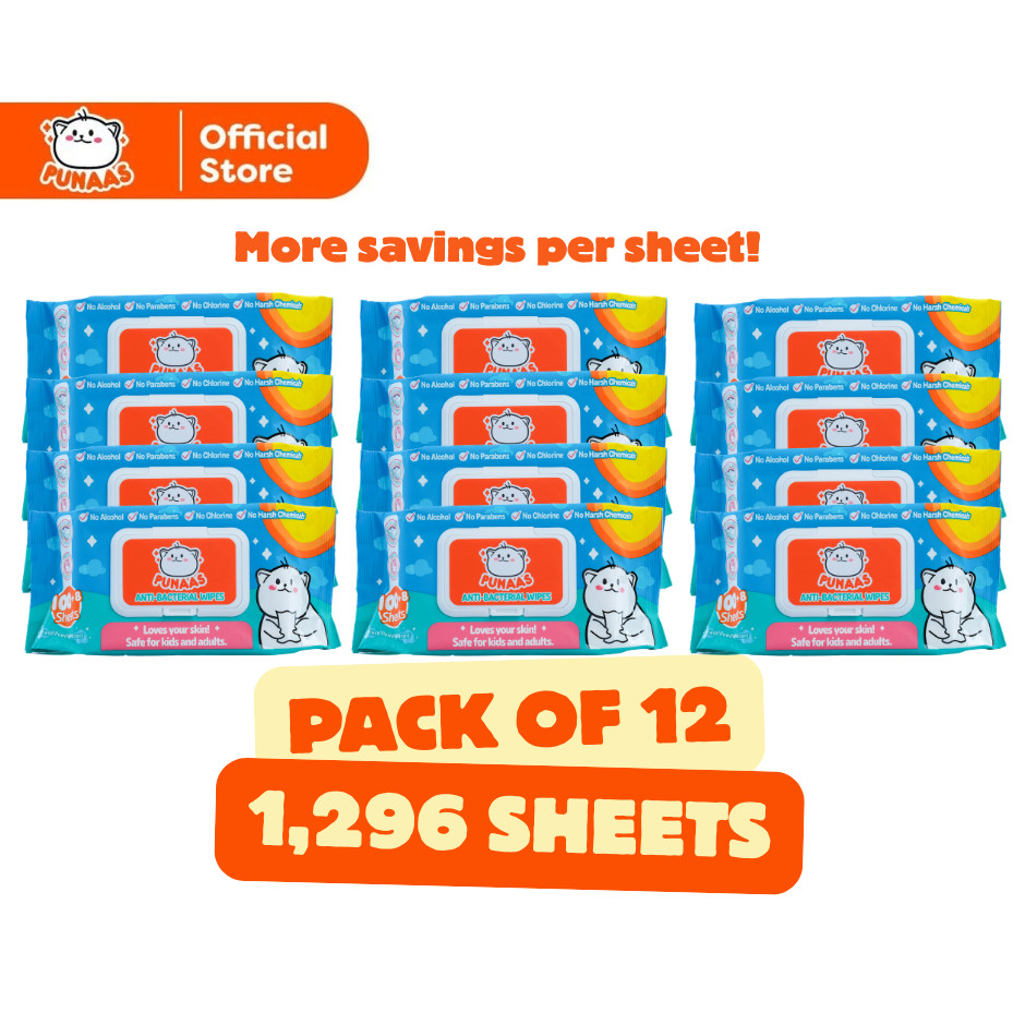 Punaas Antibacterial Wipes Pack of 12 (108 sheets) | Shopee Philippines