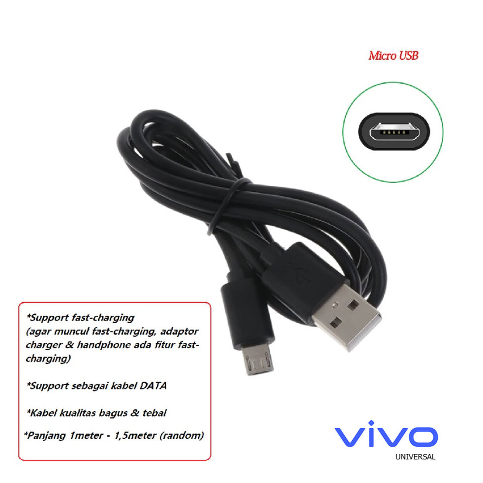(black) Usb micro charger cable vivo U20 (PD1941F) | Shopee Philippines