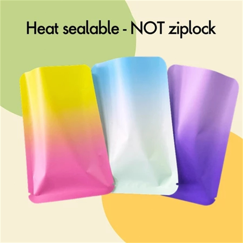100pcs Open Top Matte Gradient Color Flat Foil Pouch Heat Sealable ...
