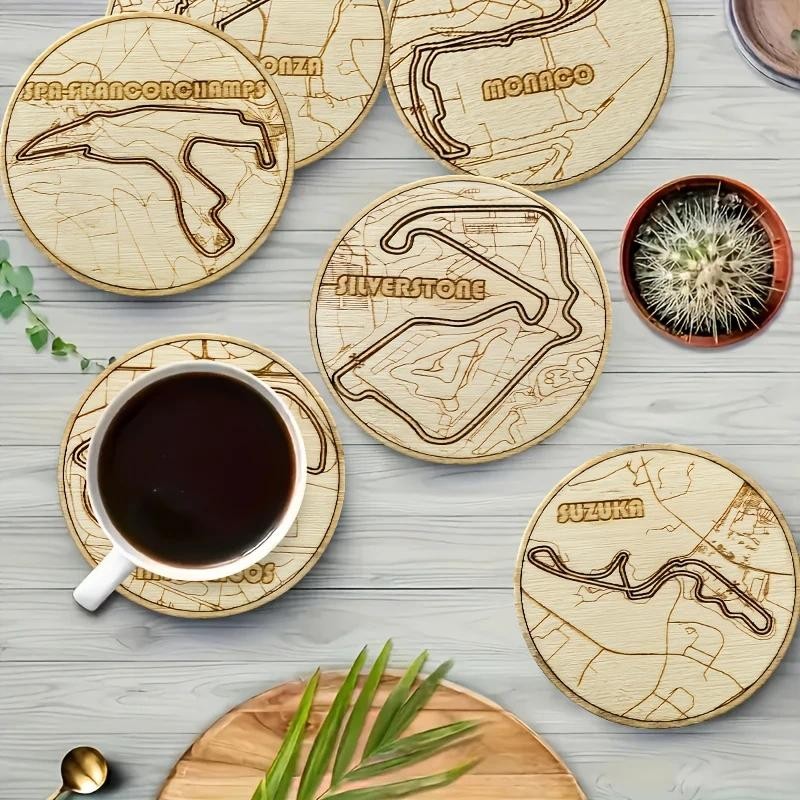 12pcs Formula 1-Racing Wooden Coasters Set Unique Crafts for Home/Party ...