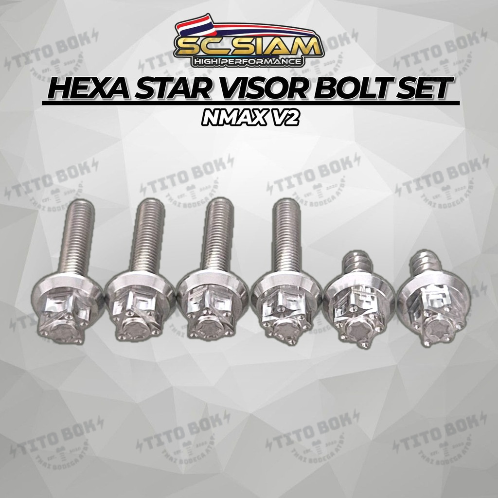 SC SIAM HEXA STAR VISOR BOLTS NMAX V2 6PCS(SET) | Shopee Philippines