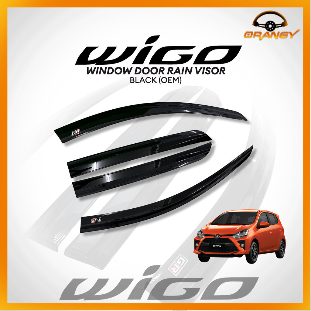 Toyota Wigo 2014 to 2022 OEM Type GR LOGO Window Door Rain Visor Black ...