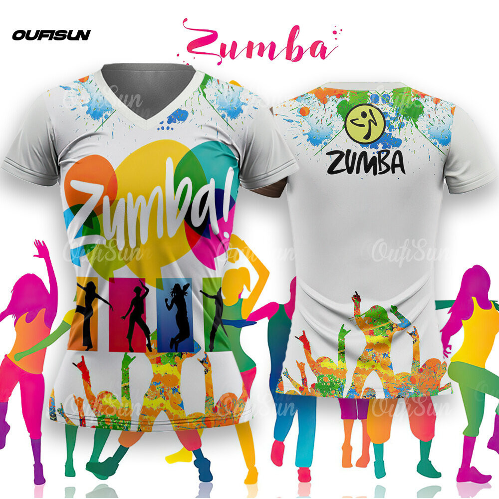 Zumba Women's T-shirt Breathable Sports T-shirt Men and Women V-neck ...