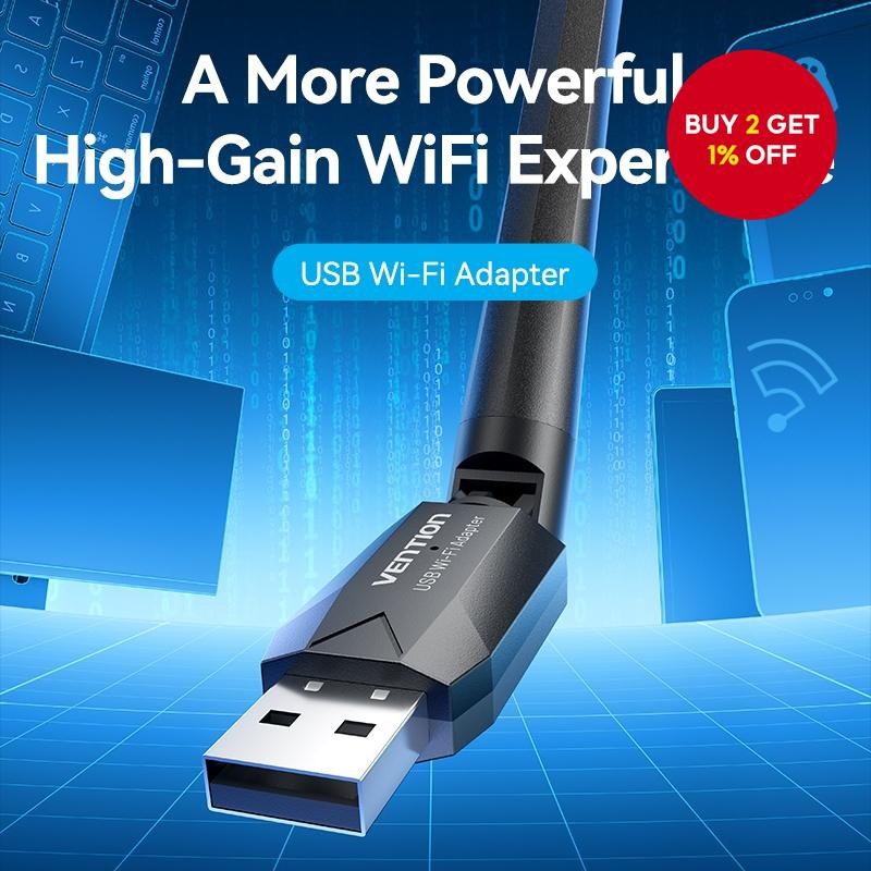 New Vention USB WiFi Adapter Wireless Network Card Signal Enhancement 2 ...