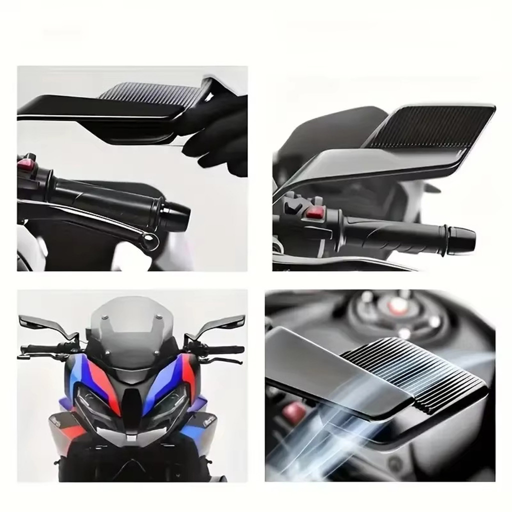 Classic Side Mirror Motorcycle HD Clear Lens Adjustable Wind Deflector ...
