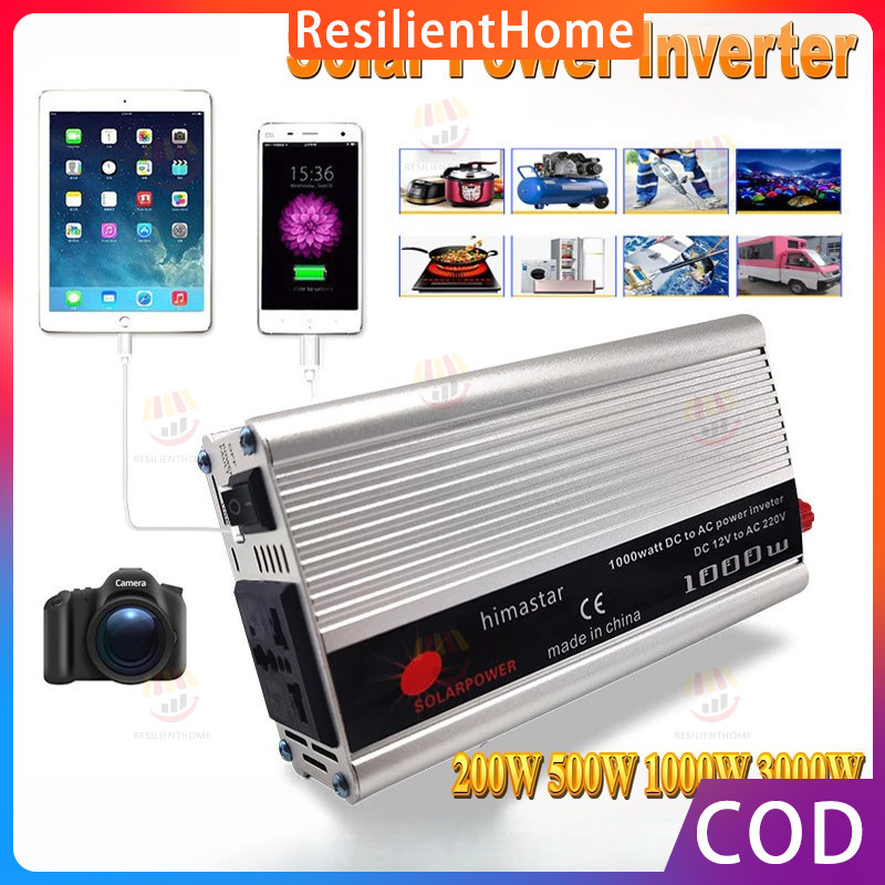 Car INVETER 12V/24V TO 220V 500w 1000w 12V DCTo 220-230V AC Car Solar ...