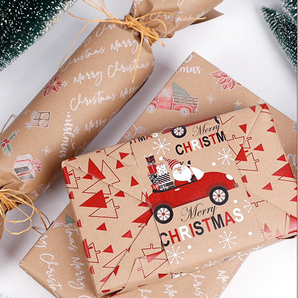 11.82x118" Christmas Wrapping Paper, Thick Kraft Gift Wrapping Paper ...