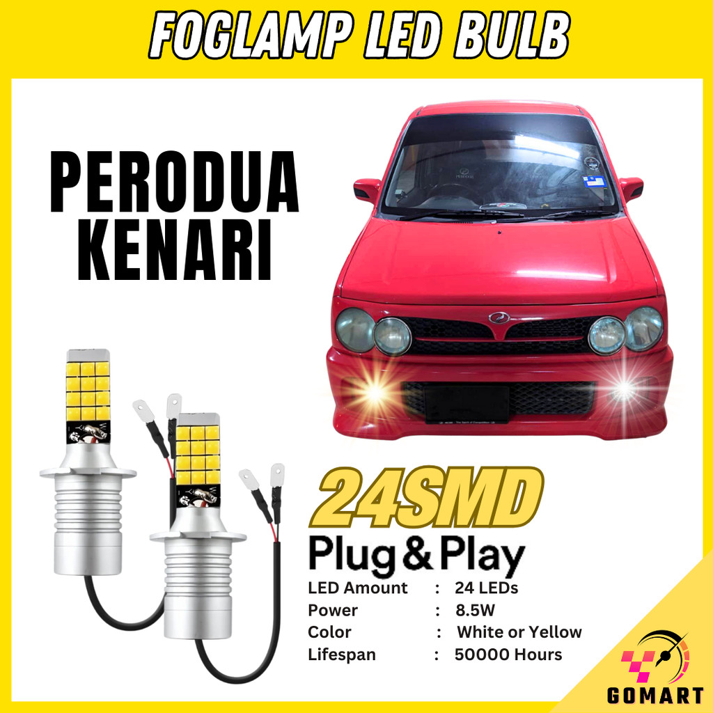 Mentol Lampu Kabus Kereta PERODUA KENARI FOGLAMP LED BULB White Sport ...
