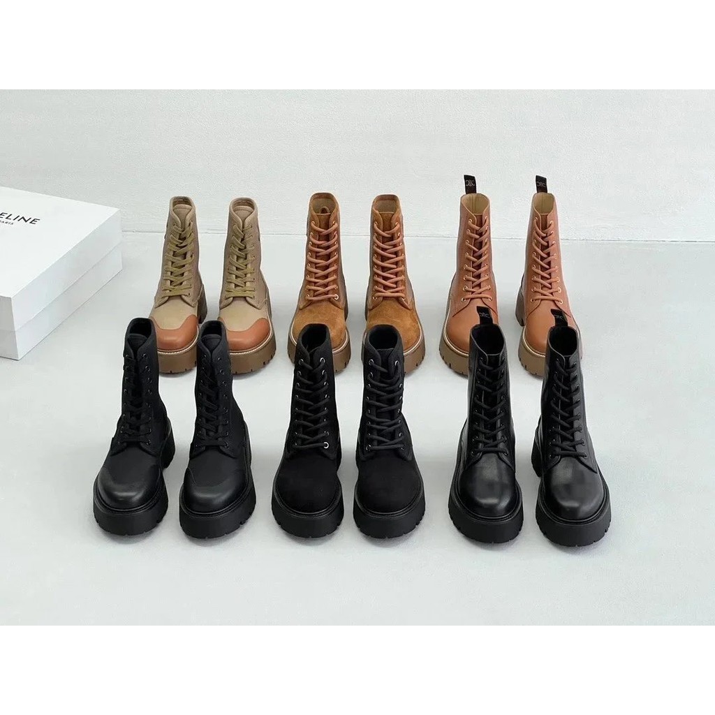 [Top Version]Celin Celine Women's Boots Short Boots Retro Martin Boots ...