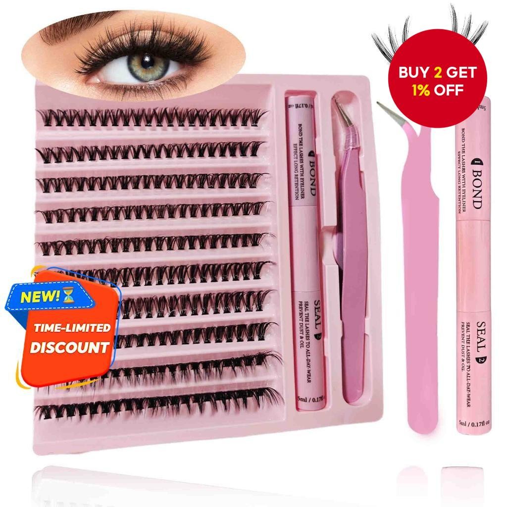 200pcs Diy Lash Extension Kit: Cluster and Individual Lashes, Lash Bond ...