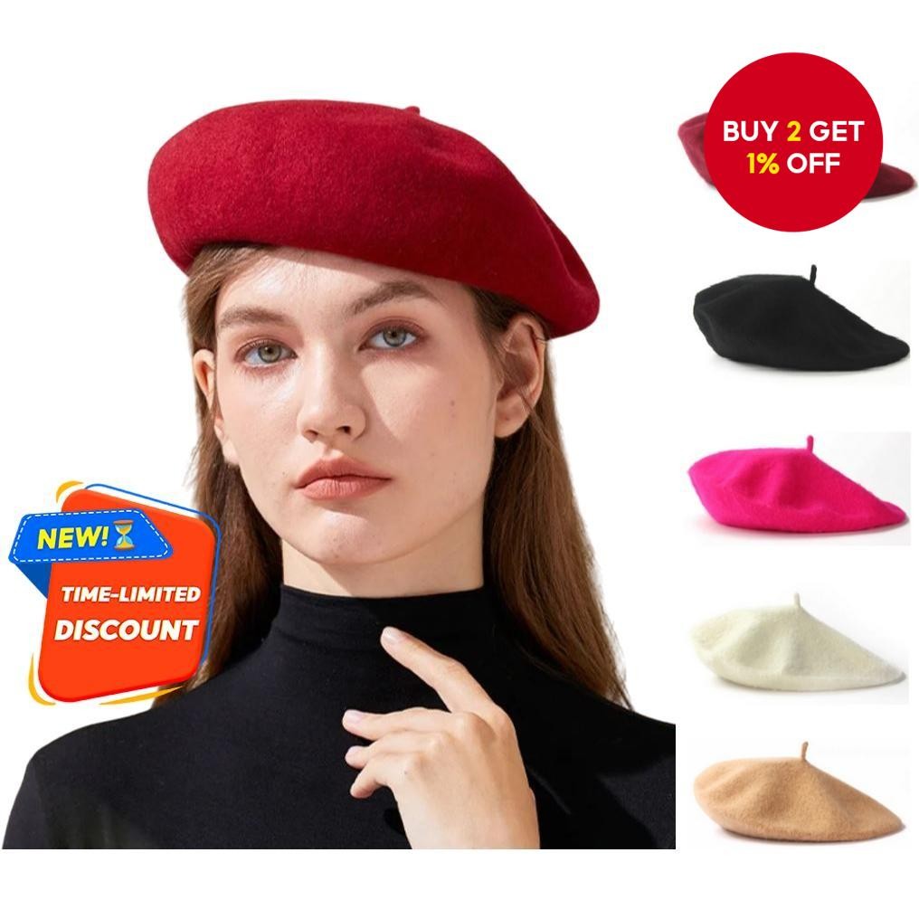 Classic French Beret Hat For Women Vintage Elegant Wool Cap In Black ...