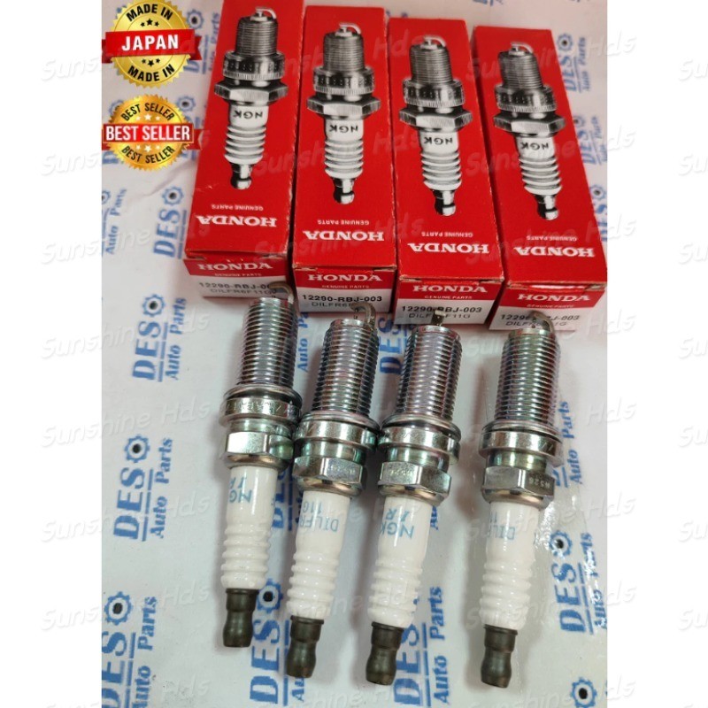 Genuine Honda NGK Spark Plug 4pcs (DILFR6F1)12290-RBJ-003 JAZZ TFO ...