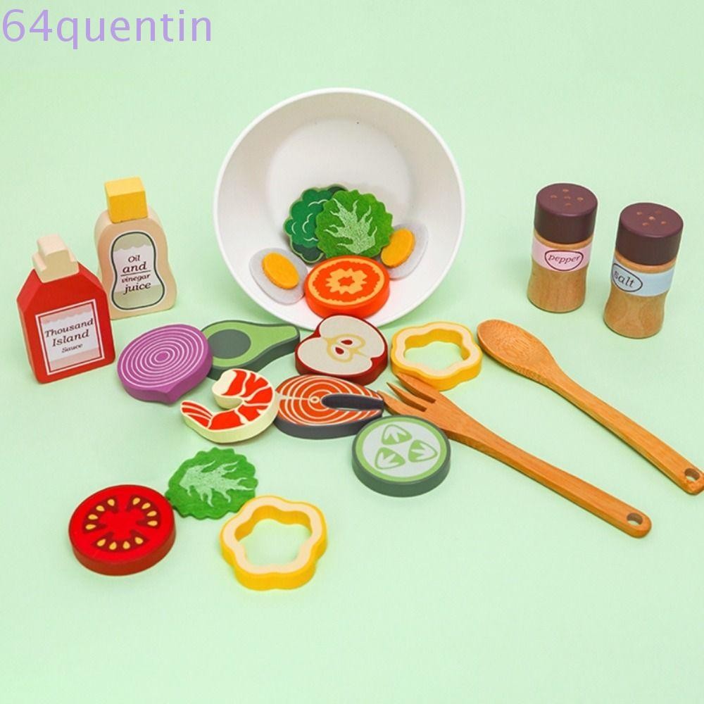 QUENTIN Pretend Play Kitchen Toys, Wooden Play House Simulation Fruit ...