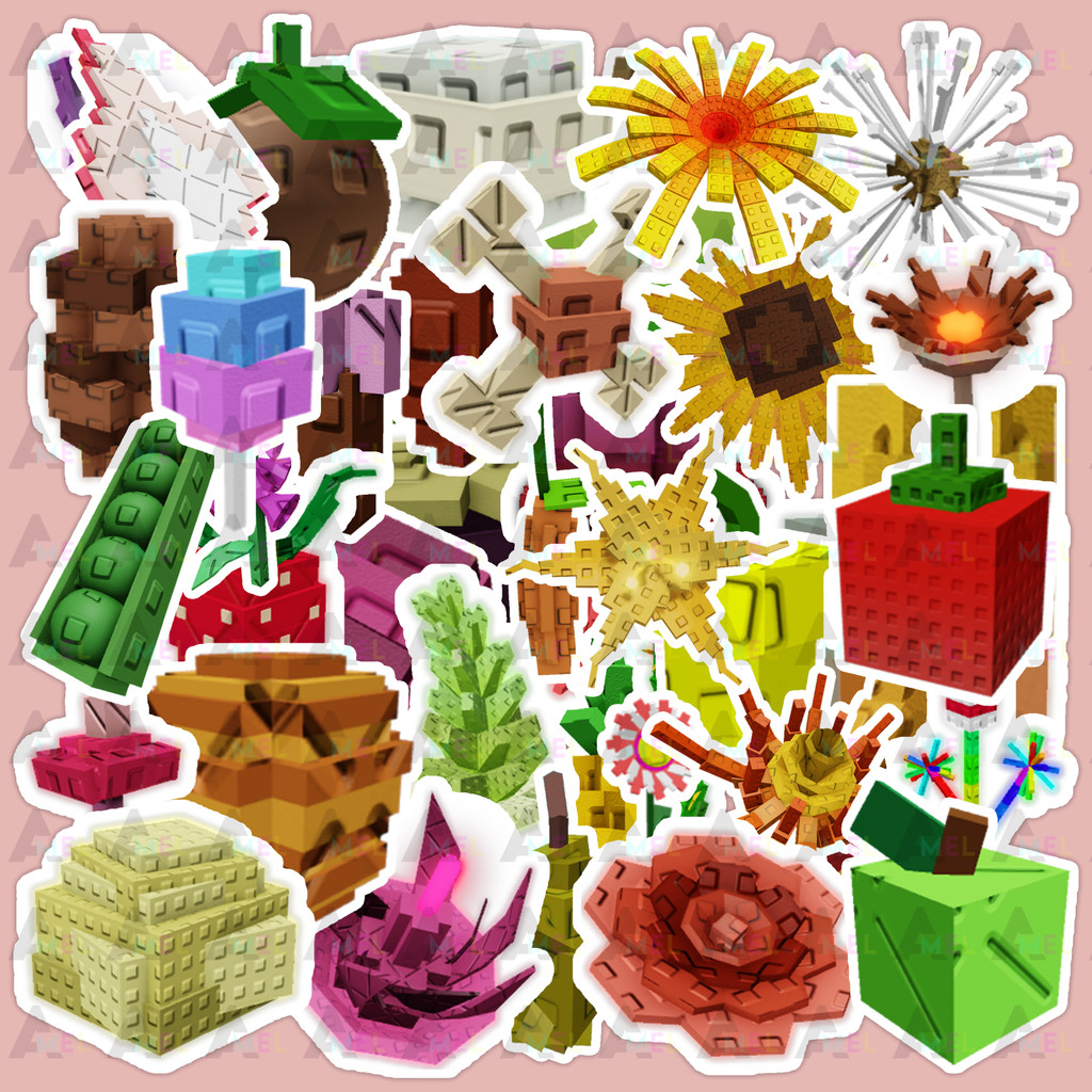50 PCS Grow a Garden Crops Produce Cute Adorable Pixel Roblox Game ...