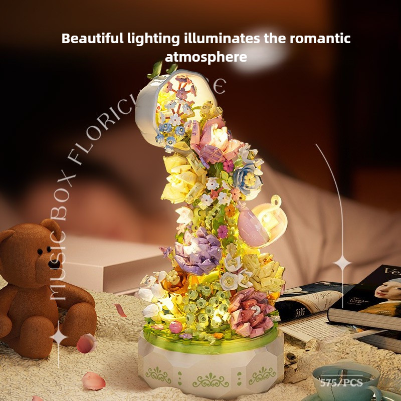 DIY Floral Music Box - LED Light Up Assembly Model Kit (Romantic Gift ...
