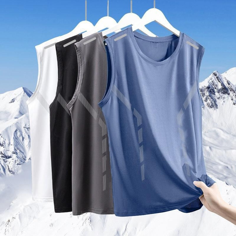 [4 colors] Ice Silk Sando for Men Summer Quick-Dry Sleeveless Sports ...