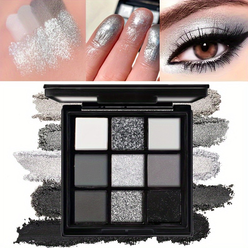 Black Smoky Eye Shadow Palette, 9 Colors True Black Dark Grey Smokey ...