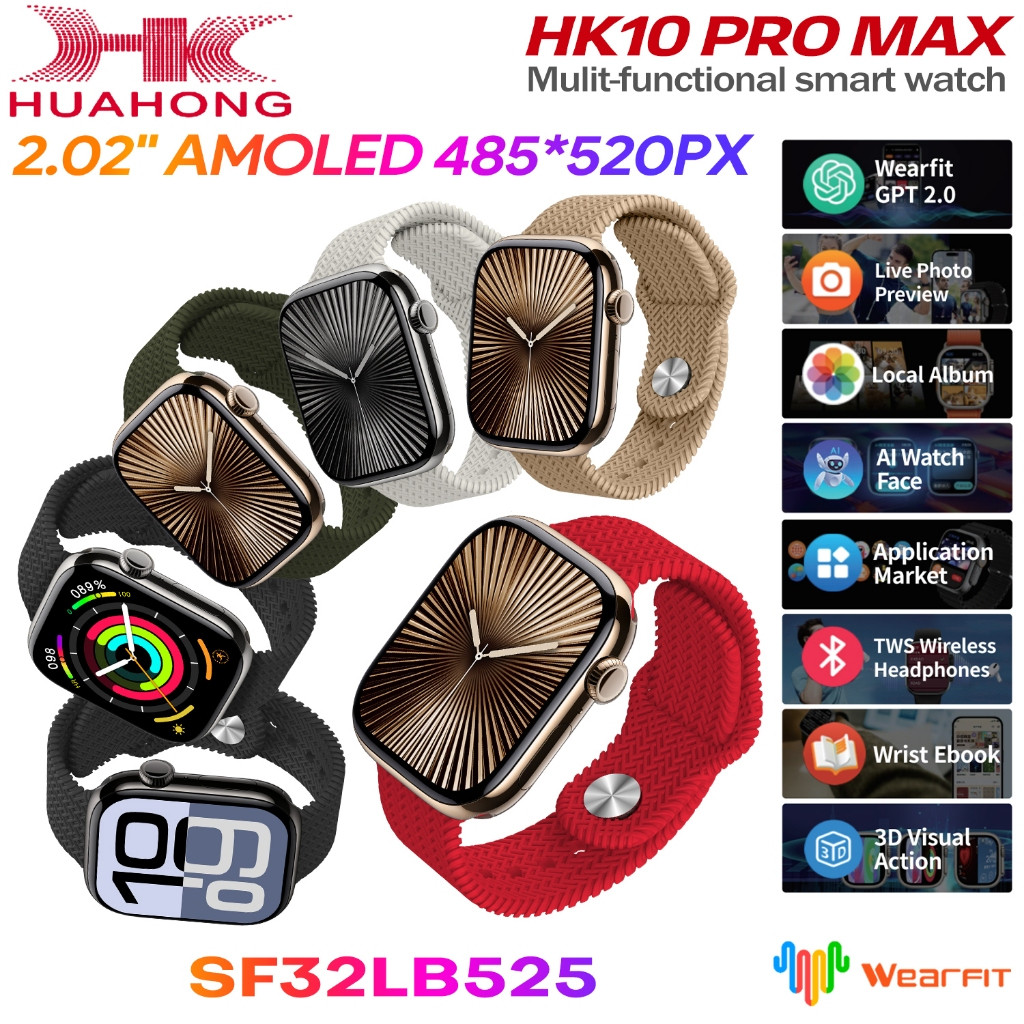 HK10 Pro Max GEN 6 AMOLED Smart Watch Men Women ChatGPT G-Sensor ...