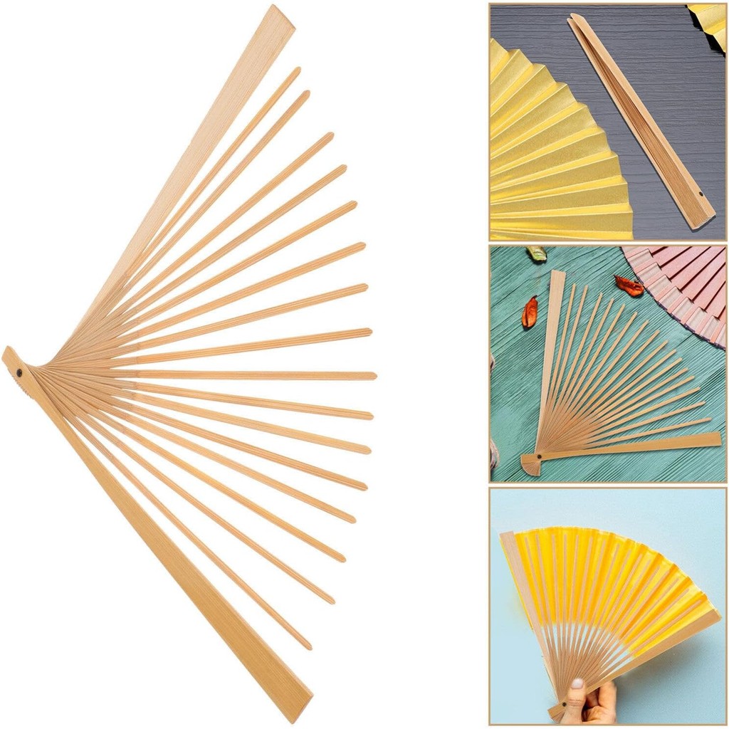 Lurrose Folding Fan Frame, 7inch Wood Foldable Fan Ribs, DIY Japanese ...